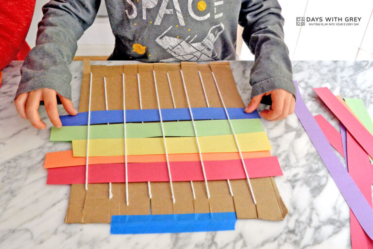 Simple Rainbow Weaving for Kids - Days With Grey