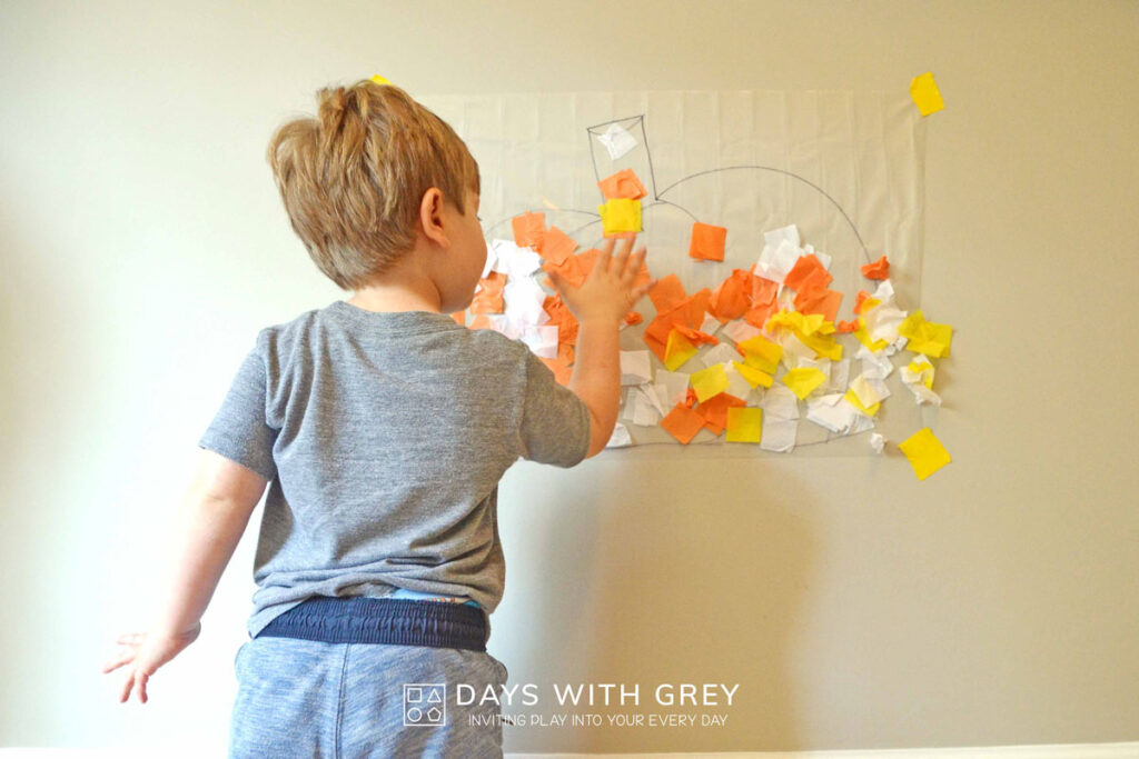 Sticky Pumpkin; an Easy Toddler Activity - Days With Grey