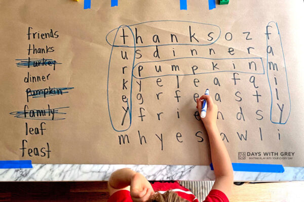Thanksgiving Kid's Activity Table - Days With Grey