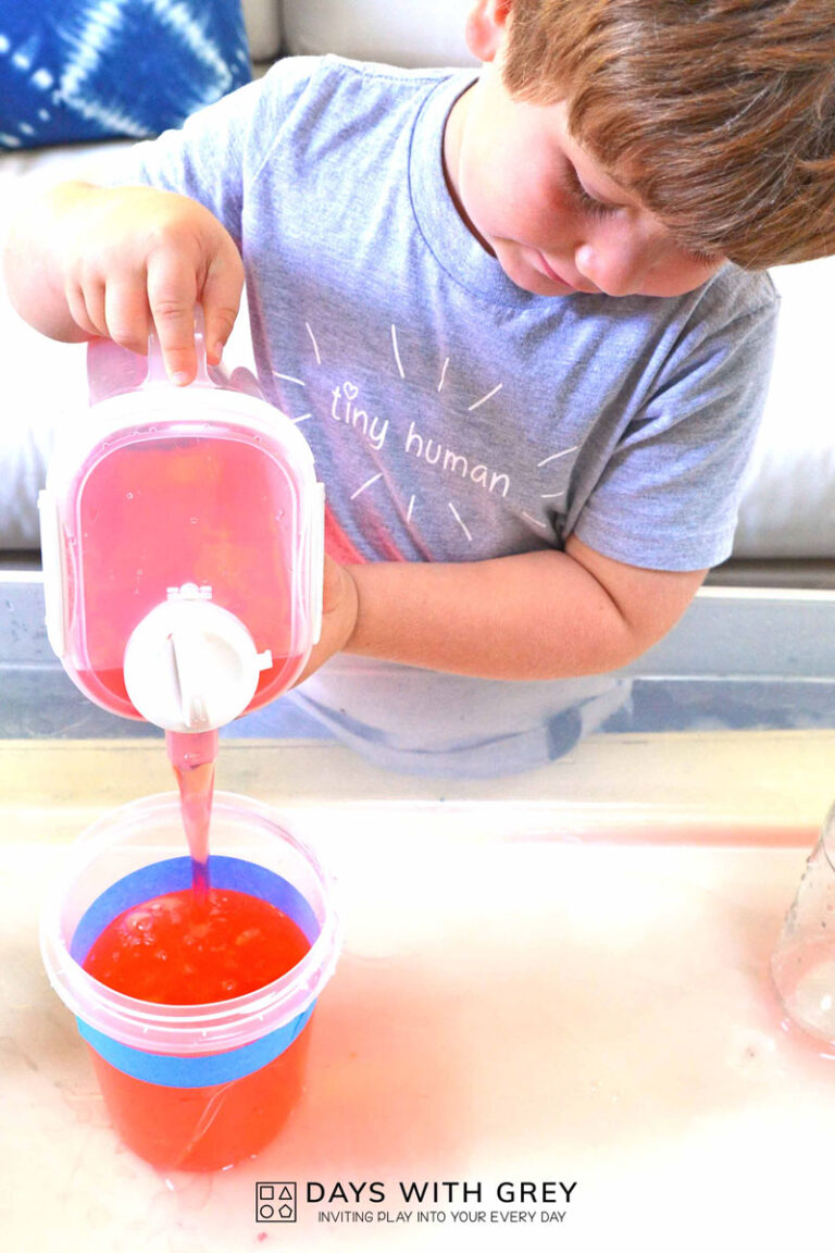 Pour to the Lines - Water Play Measurement Fun - Days With Grey