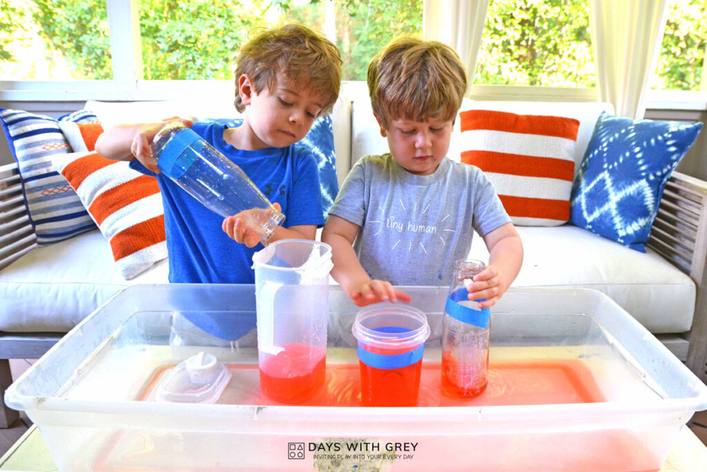 Pour to the Lines - Water Play Measurement Fun - Days With Grey