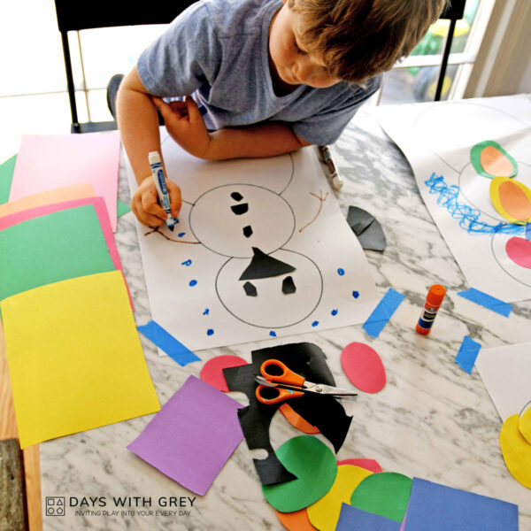 Snowman Art Activity for Preschoolers - Days With Grey