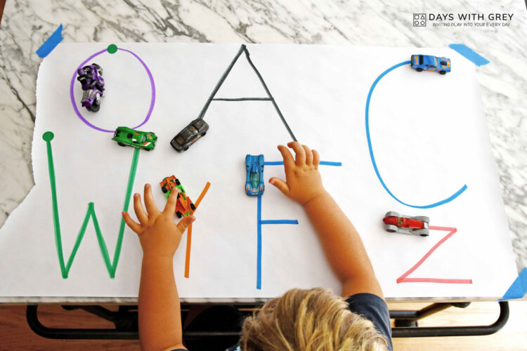 Writing Letters with Race Cars - Days With Grey