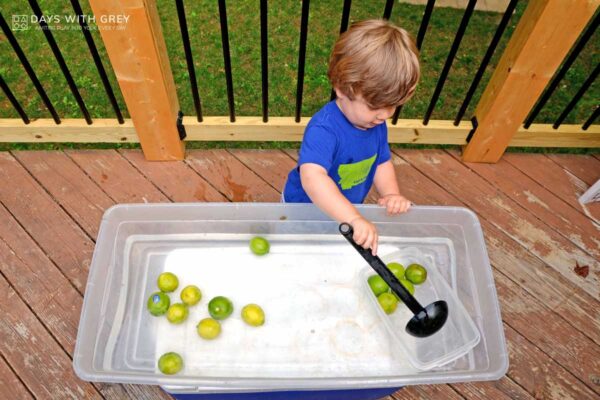 Scoop the Limes - Toddler Water Play - Days With Grey
