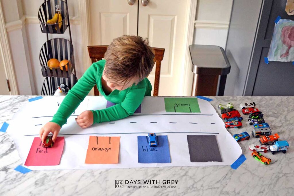 Drive and Park Toddler Color Sort - Days With Grey