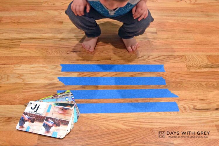 Hop the Lines; a Toddler Jumping Activity - Days With Grey