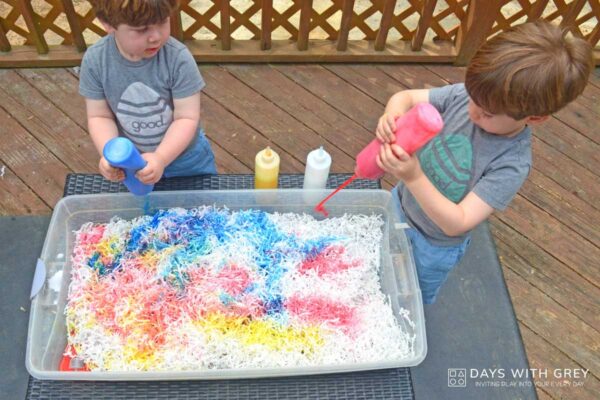 Shredded Paper Messy Sensory Play - Days With Grey
