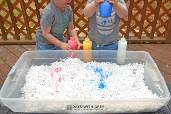 Shredded Paper Messy Sensory Play - Days With Grey