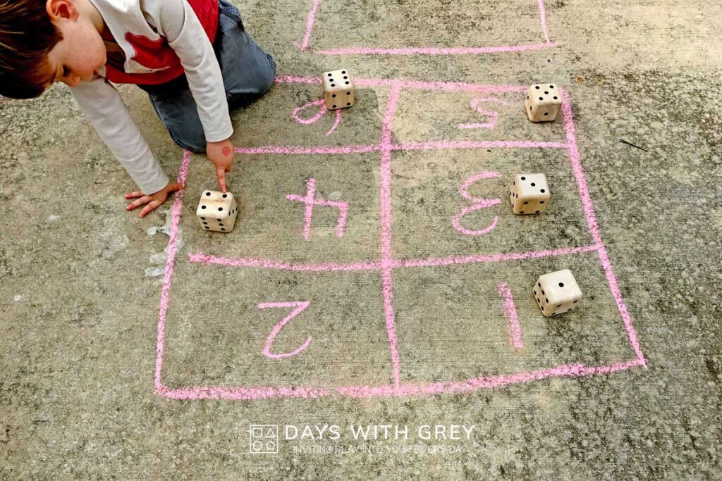 Preschool Chalk Number Game - Days With Grey