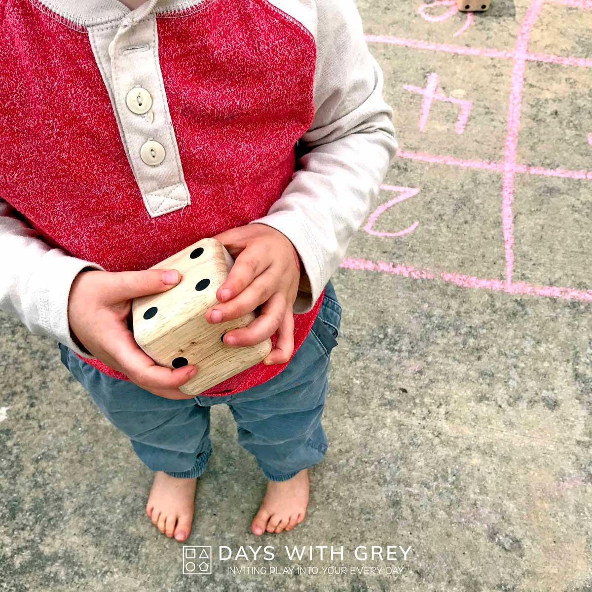 Preschool Chalk Number Game - Days With Grey