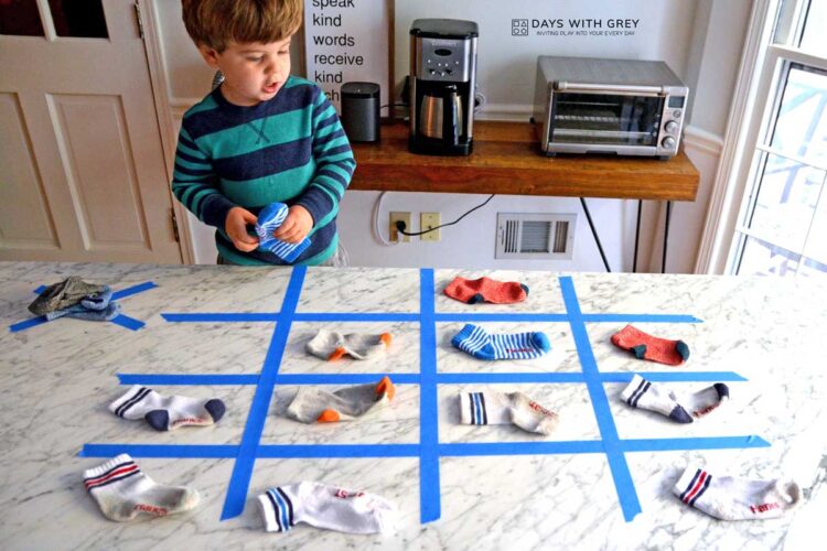 Toddler Matching Game with Socks - Days With Grey