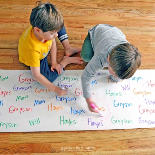 Preschool Name Find - Days With Grey