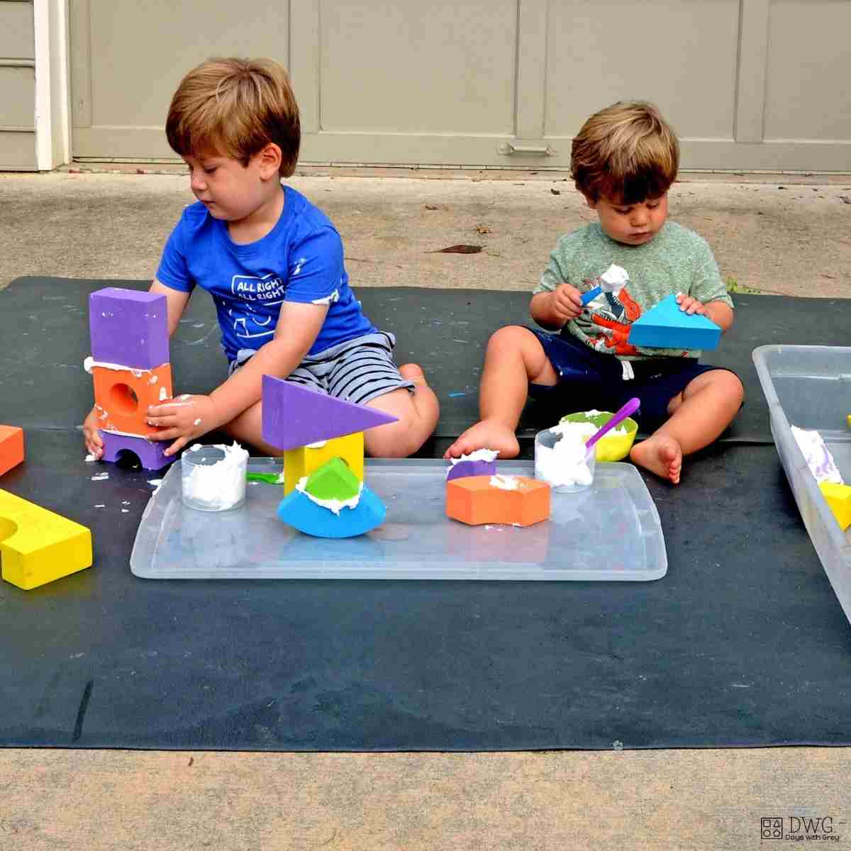 Shapes and Shaving Cream Messy Play - Days With Grey