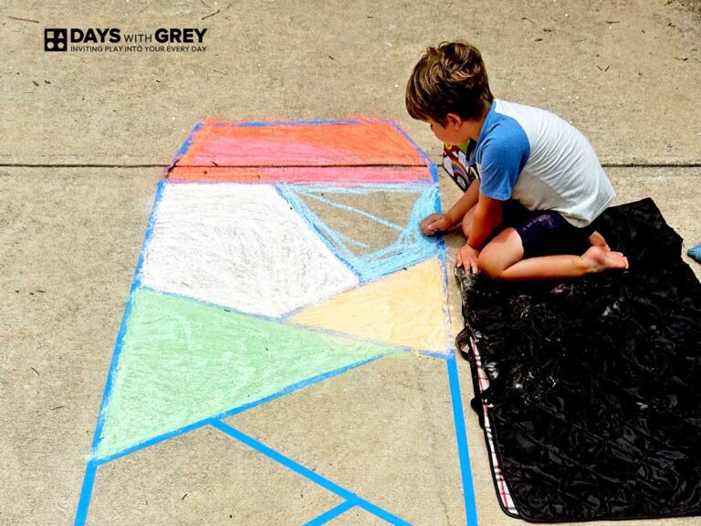 Popsicle Chalk Mosaic Art for Kids Outside - Days With Grey