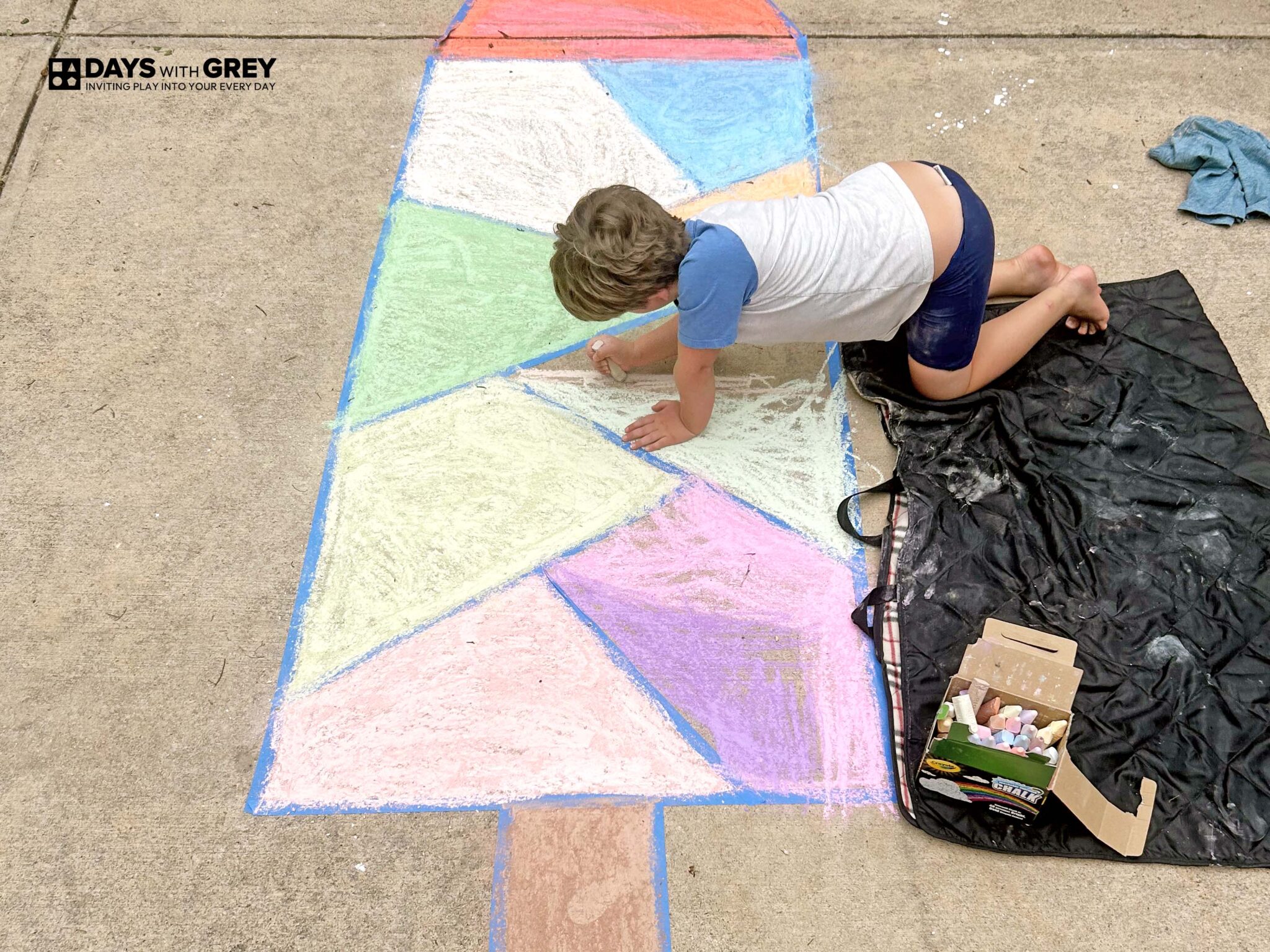 Popsicle Chalk Mosaic Art for Kids Outside - Days With Grey
