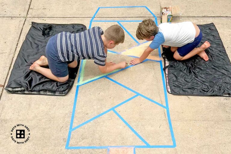 Popsicle Chalk Mosaic Art for Kids Outside - Days With Grey