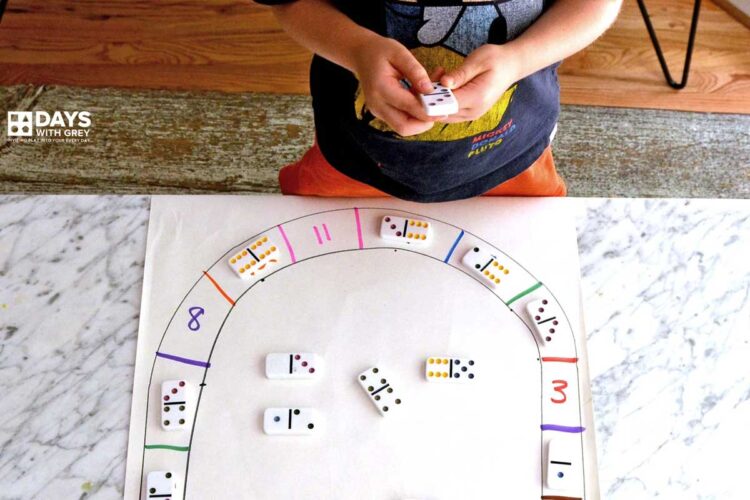 Domino Addition Track for Kindergarten Math - Days With Grey