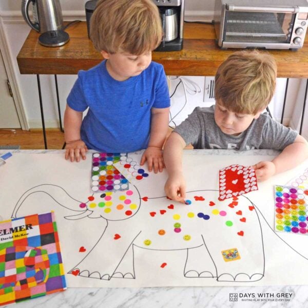 Elmer the Elephant Sticker Activity - Days With Grey