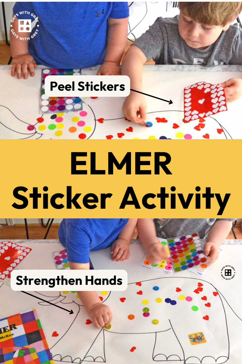 Elmer the Elephant Sticker Activity - Days With Grey