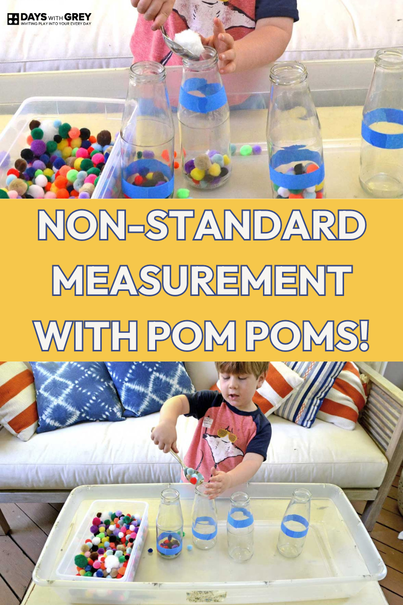 Non-Standard Measurement with Pom Poms for Preschoolers - Days With Grey