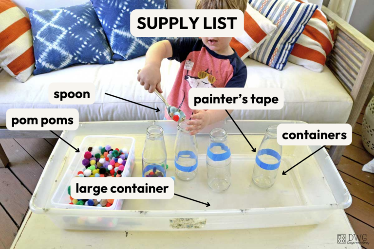 Non-Standard Measurement with Pom Poms for Preschoolers - Days With Grey