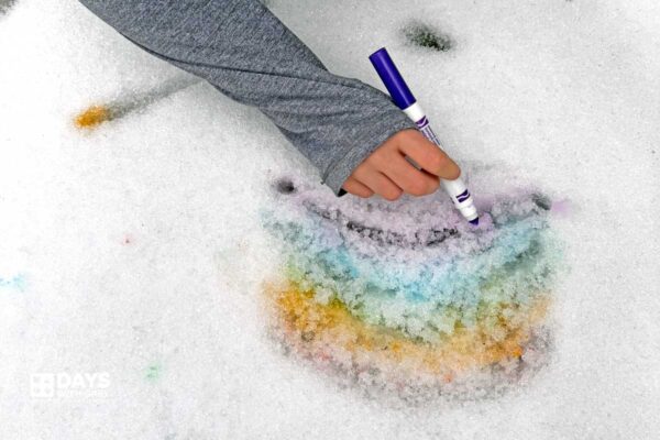 Markers and Snow; an Outdoor Art Activity for Kids - Days With Grey