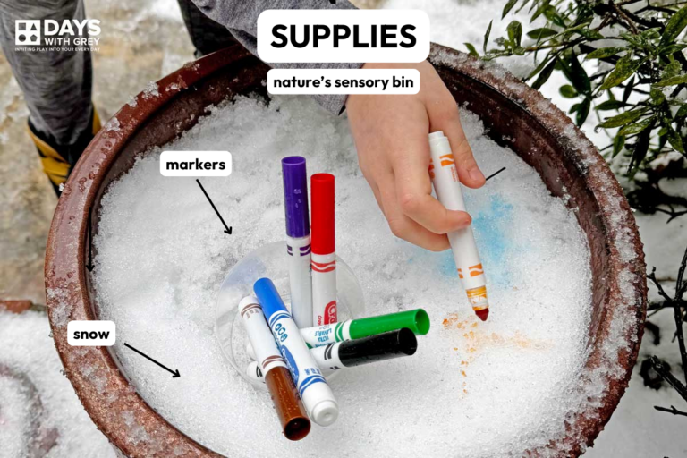 Markers and Snow; an Outdoor Art Activity for Kids - Days With Grey