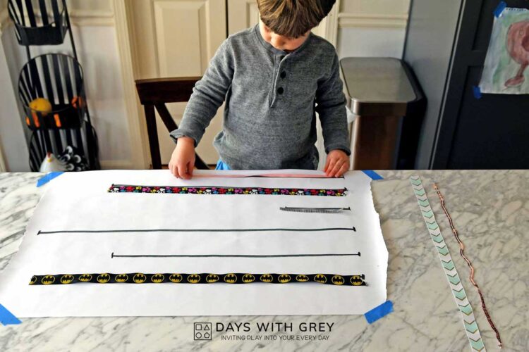 Measuring with Ribbons; A Preschool Math Activity - Days With Grey